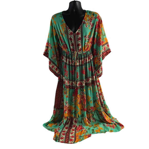 Me 2 Magic | Dresses | Me 2 Magic Xl Floral Print Maxi Dress Kimono ...